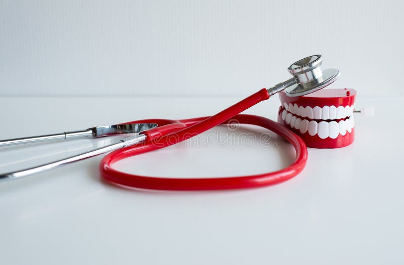 Stethoscope on Teeth Model Dentures Stock Image - Image of clinic ...