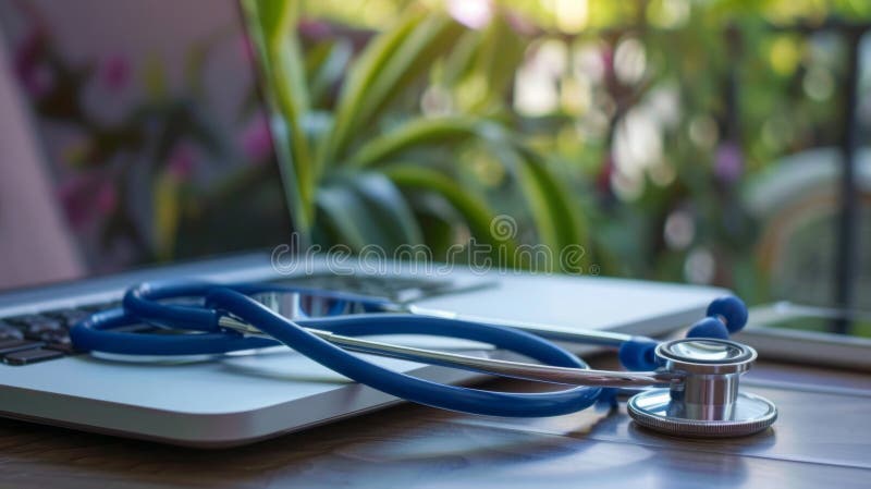 Stethoscope on Top of Laptop Computer Stock Photo - Image of device ...