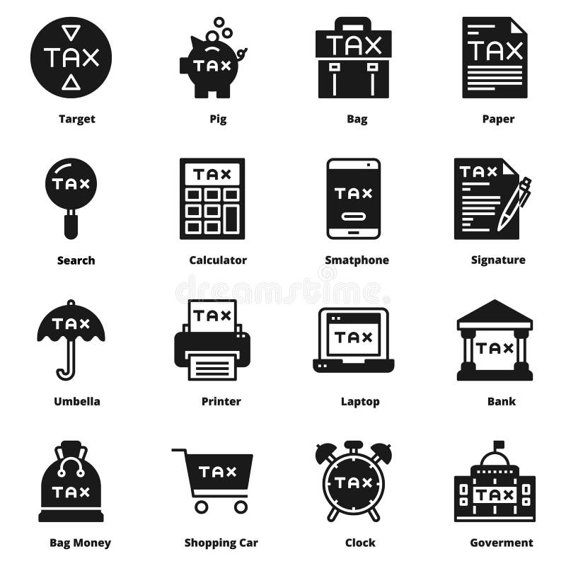 Steuer-Symbol Silhouette Vektor Satz Vektor Abbildung - Illustration ...