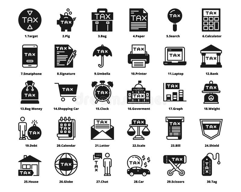 Steuer-Symbol Silhouette Vektor Satz Vektor Abbildung - Illustration ...