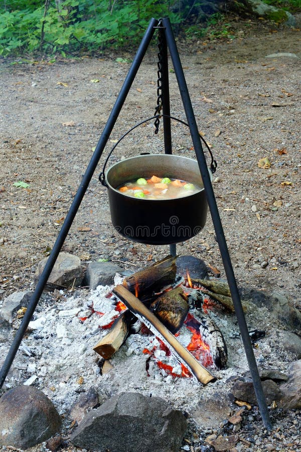 Stew Cooks Over a Open Fire Stock Photo - Image of tripod, traditional ...