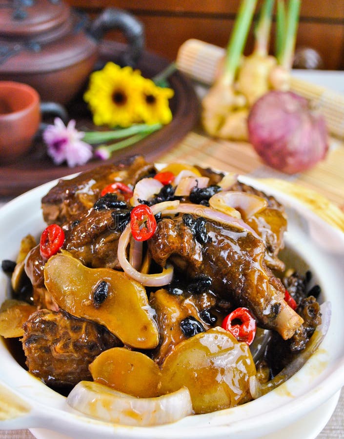 Stew Fried Duck with Hot Spicy Chili in Claypot Stock Photo - Image of ...