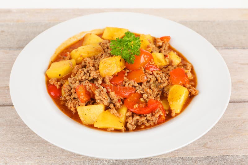 Stew with Minced Meat and Vegetables Stock Image - Image of dinner ...
