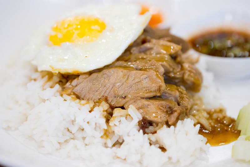 Stew Pork with Rice and Egg Stock Image - Image of stewed, dish: 145318641