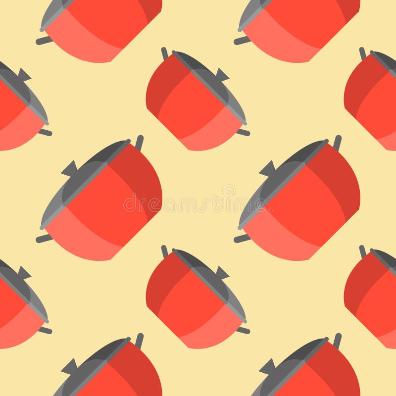 Stew Pot Seamless Pattern. Kitchenware Vector Illustration Stock Vector ...