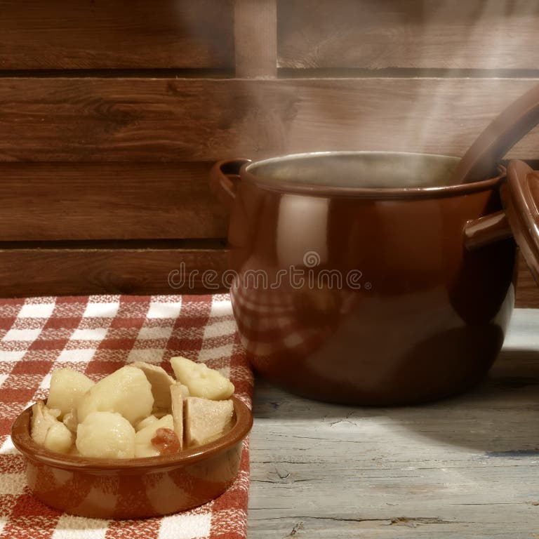 Stew Potatoes and Fish in Clay Plate Ration Stock Image - Image of dish ...