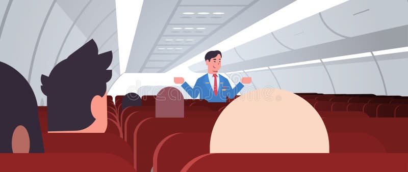 Flight Attendant Explaining Safety Instructions Stock Vector ...