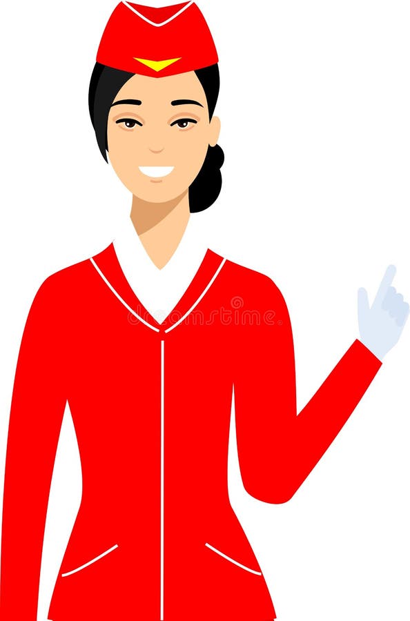 Stewardess Air Hostess in Uniform in Flat Style. Stock Vector ...