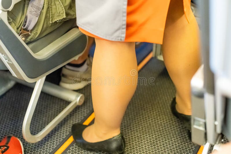 Stewardess Legs in the Plane Cabin Stock Image - Image of airport ...