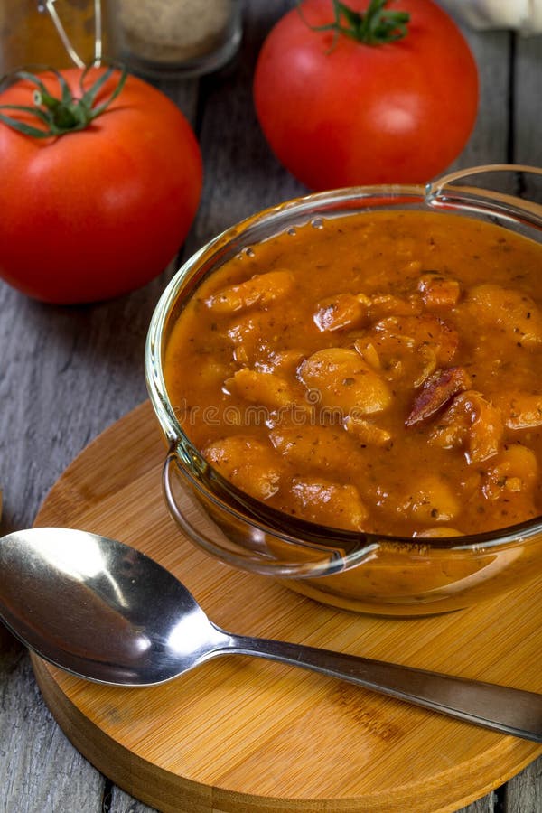 Stewed Beans in Tomato Sauce. Stock Photo - Image of beans, pork: 96506396