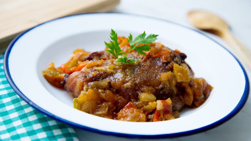 Stewed Beef Cheek with Red Wine Sauce and Vegetables. Stock Image ...