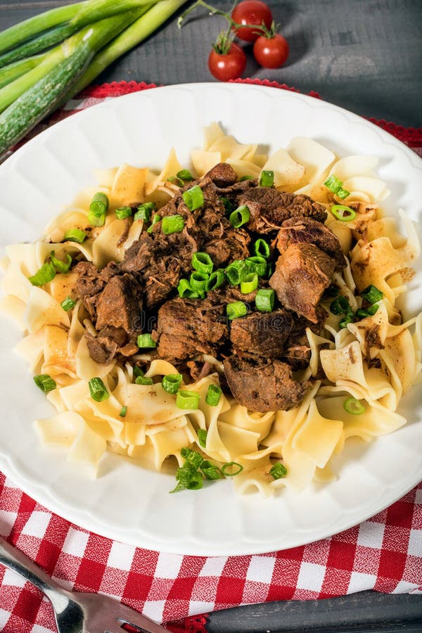 Stewed Beef with Tagliatelle Pasta Stock Image - Image of sauce, tasty ...