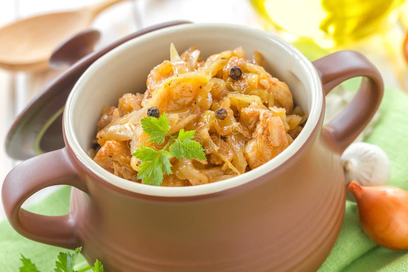 Stewed Cabbage in a Pot stock image. Image of cabbage - 152349283