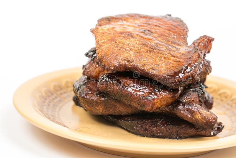 Stewed Fried Pork Chops in Worcestershire Sauce Stock Image - Image of ...