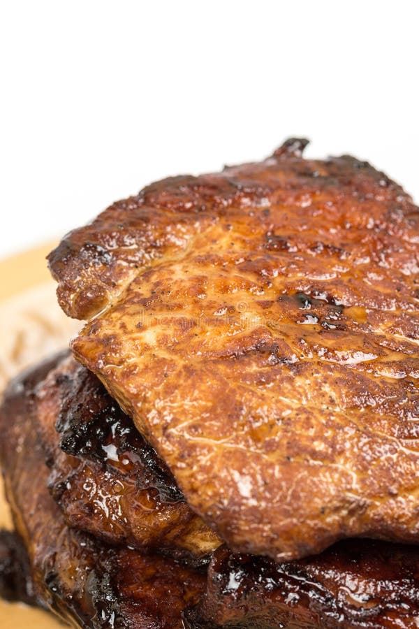 Stewed Fried Pork Chops in Worcestershire Sauce Stock Image - Image of ...