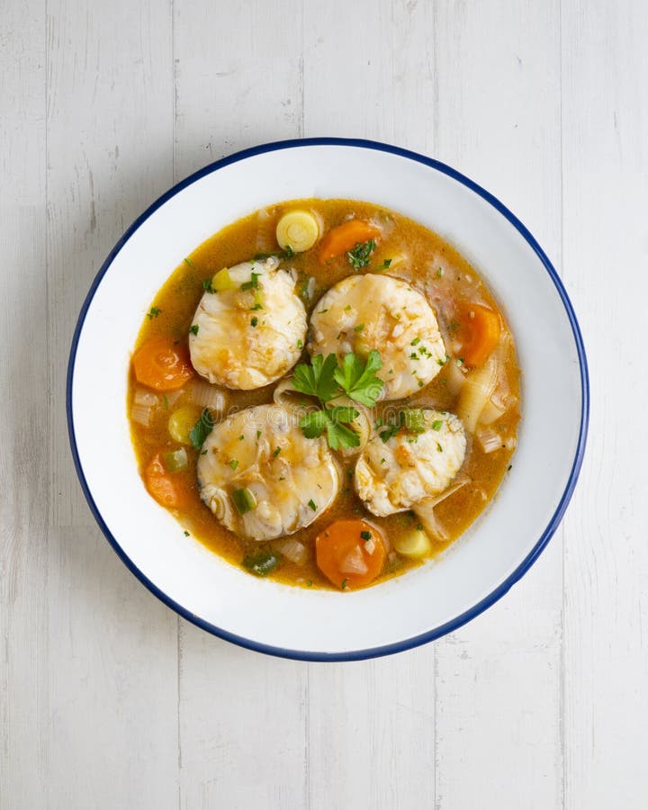 Stewed Hake Medallions with Vegetables. Top View Table with Decorations ...