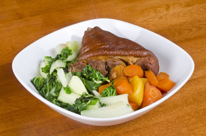 Stewed Ham Hock Served with Vegetables Stock Image - Image of chinese ...