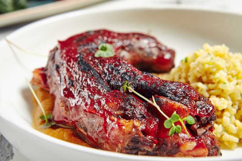 Stewed Oxtail with Bulgur stock photo. Image of meal - 155549052