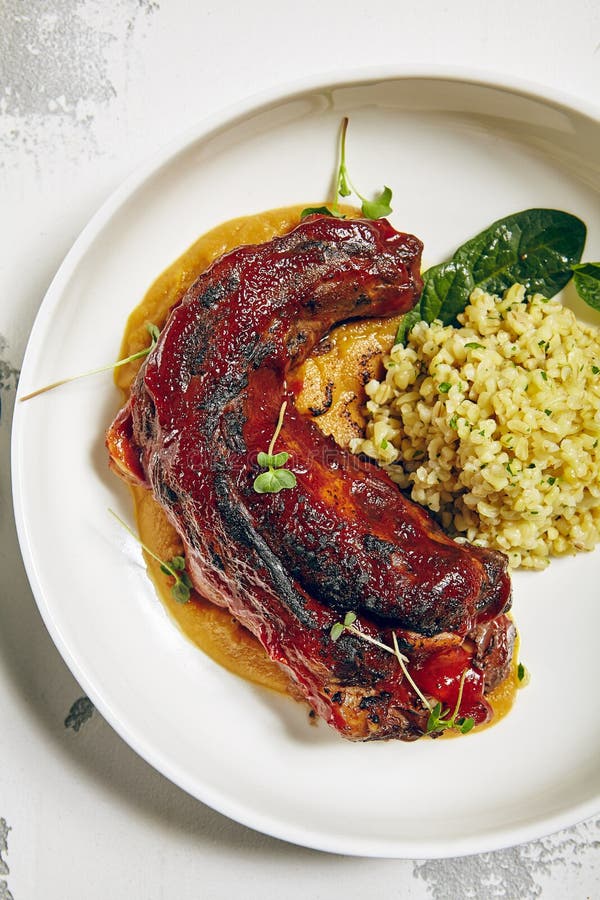 Stewed Oxtail with Bulgur Garnish Stock Image - Image of garnish ...