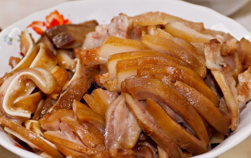 Stewed pig ear stock image. Image of indoors, protein - 20097937