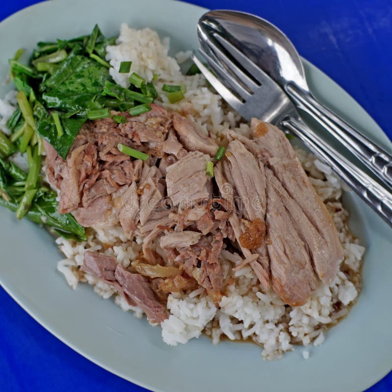 Stewed pork leg on rice stock image. Image of slice, food - 61882121