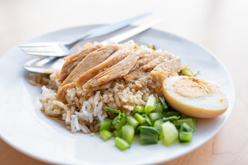 Stewed pork leg on rice stock photo. Image of tasty - 135112452
