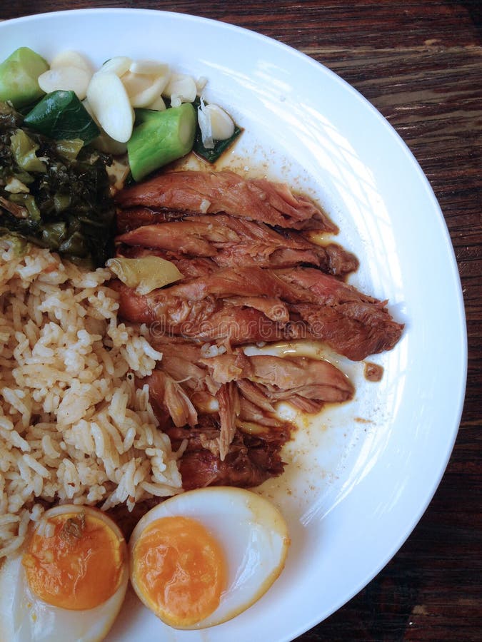 Stewed Pork Leg on Rice with Egg Stock Image - Image of food, boiled ...