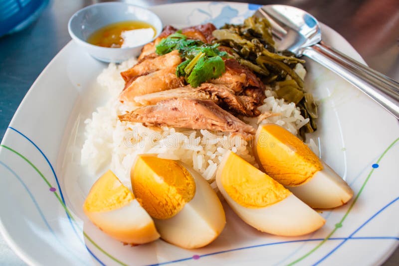 Stewed Pork Leg on Rice, Thai Street Food Stock Image - Image of ...
