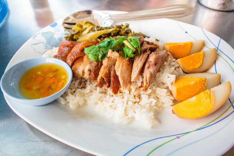 Stewed Pork Leg on Rice,Thai Food. Stock Photo - Image of diet, eating ...