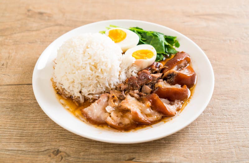 Stewed pork leg with rice stock photo. Image of pork - 107217024