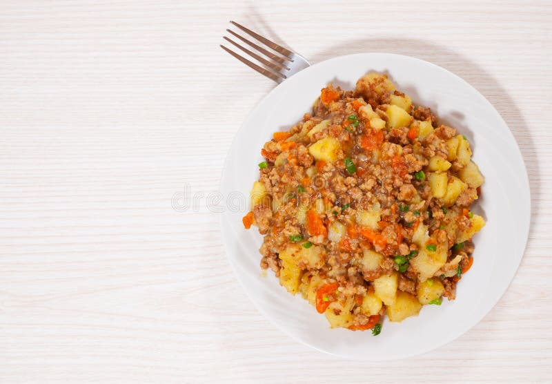 Stewed Potato with Minced Meat Stock Photo - Image of forcemeat ...