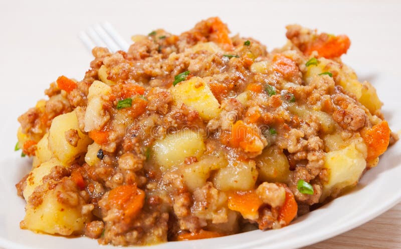 Stewed Potato with Minced Meat Stock Photo - Image of cuisine, dinner ...