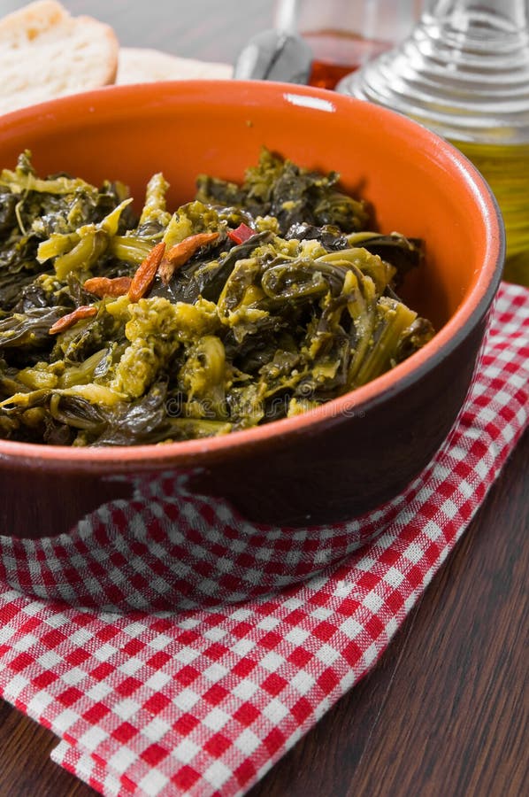 Stewed turnip greens. stock photo. Image of napkin, culinary - 23762238