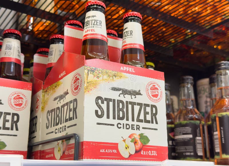 Stibitzer Cider Bottles in Store Display with Apple Packaging Design ...