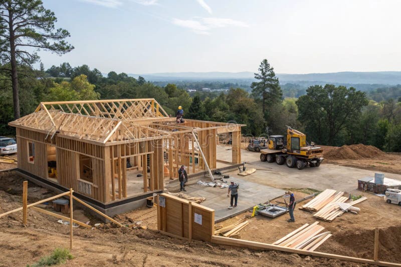 Stick Built New Home Under Construction Stock Illustration ...