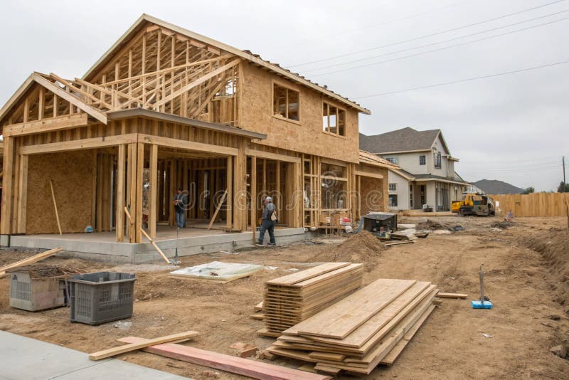 Stick Built New Home Under Construction Stock Illustration ...