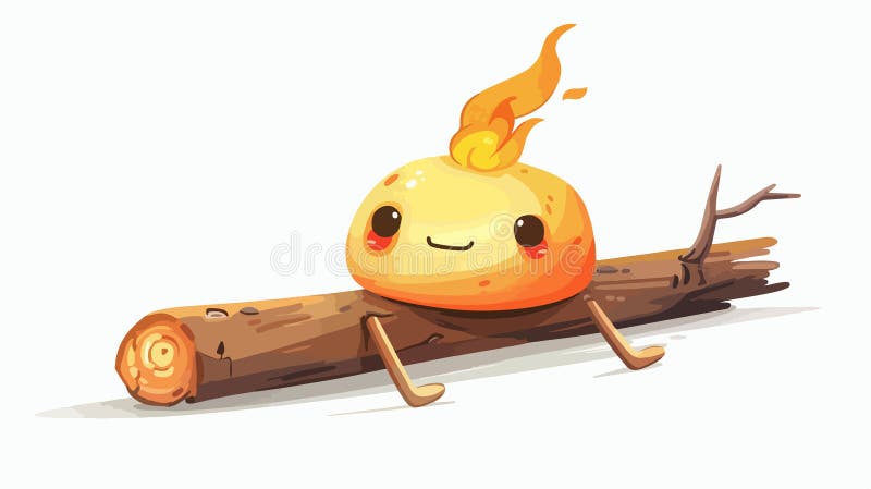 Creative Cartoon Vector Illustration of Burning Matchstick - Adobe ...