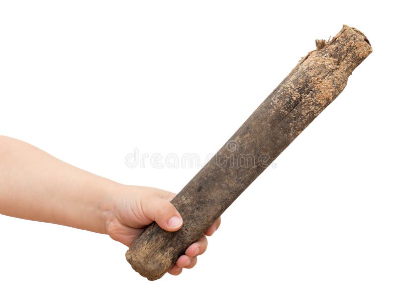 Stick in Children`s Hand on White Stock Image - Image of peasant ...