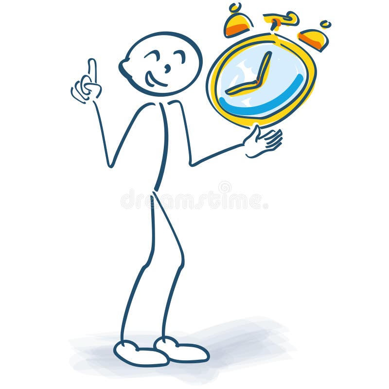 Stick Figure with Alarm Clock Stock Vector - Illustration of everyday ...