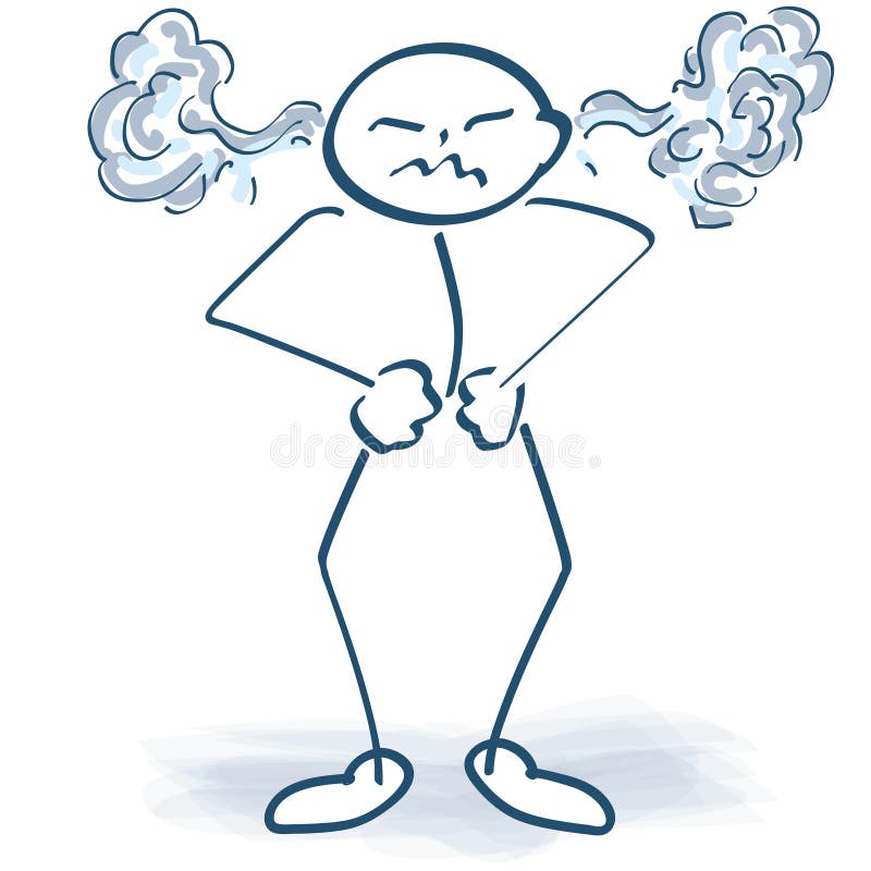 Stick Figure with Anger and Smoke Out of the Ears Stock Vector ...