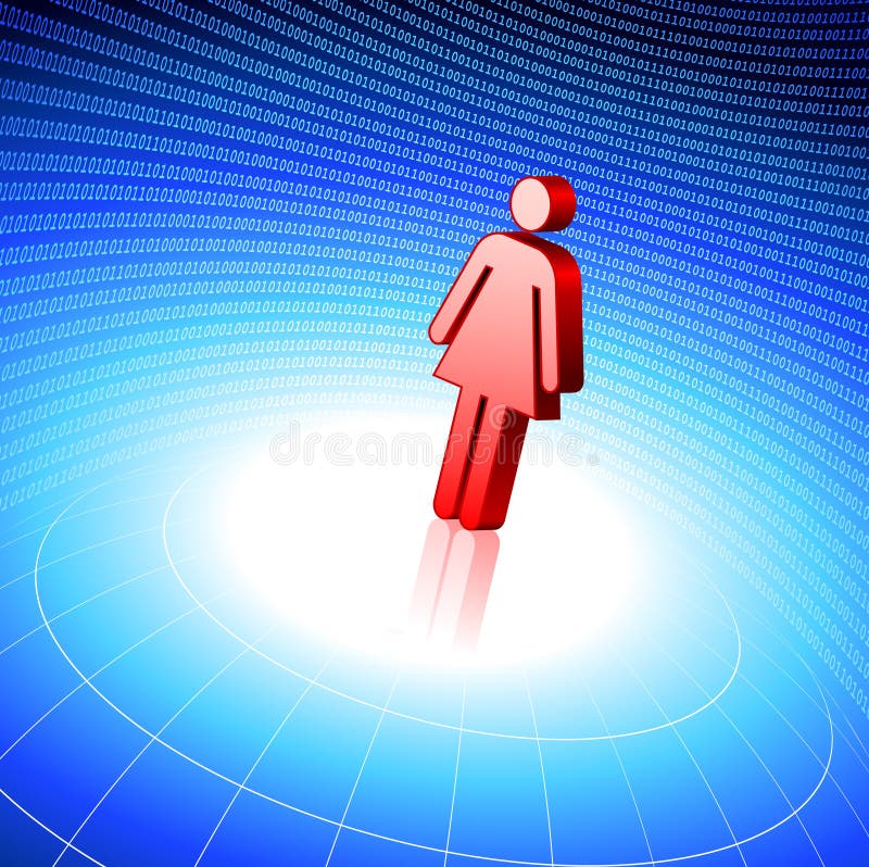 Stick Figure on Binary Code Business Background Stock Illustration ...