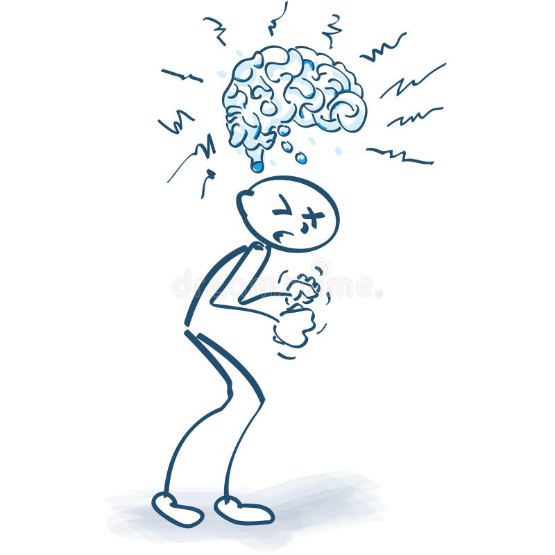 Stick Figure with Brain and Anger Stock Vector - Illustration of ...
