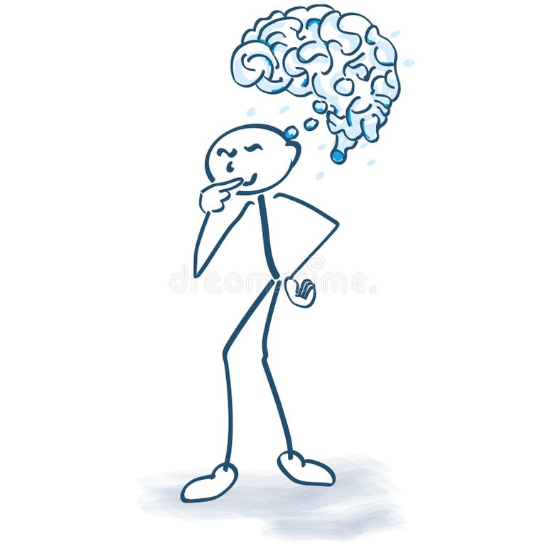 Stick figure with a brain stock vector. Illustration of approval - 58418162