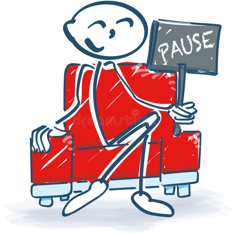 Stick Figure with a Break in Armchair Stock Vector - Illustration of ...