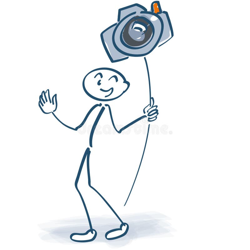 Stick Figure with a Camera on a Stick Stock Vector - Illustration of ...