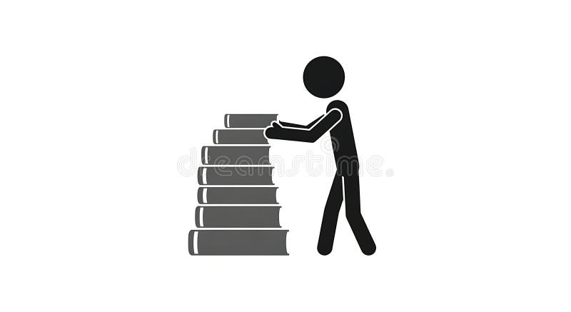 Stick Figure Carrying a Stack of Books Representing Education and ...