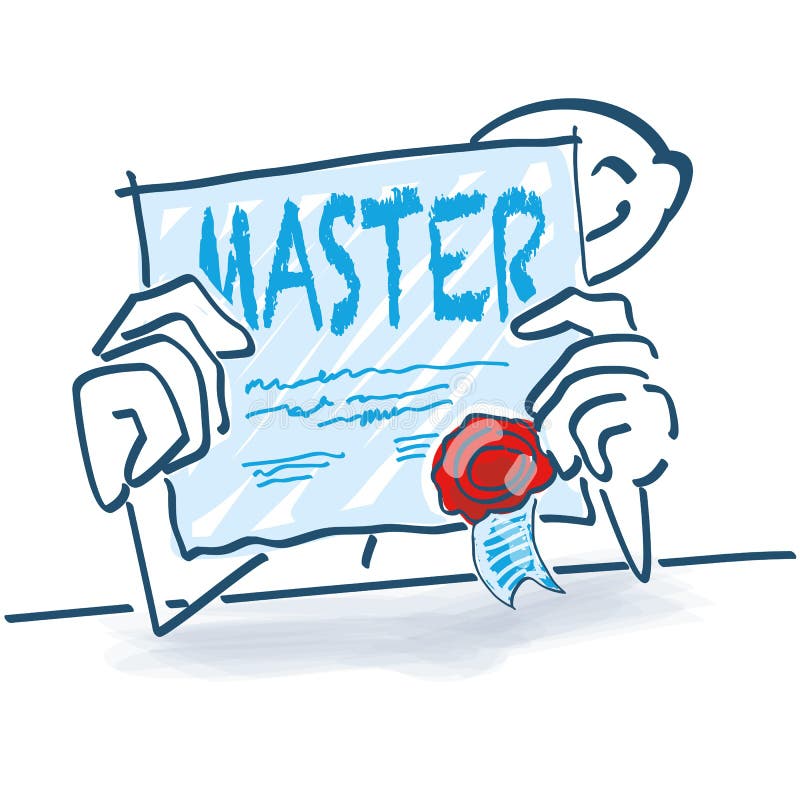 Stick Figure with a Certificate and Master in Hand Stock Vector ...