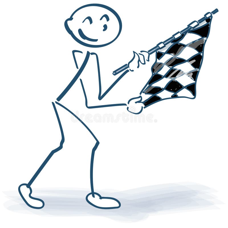 Stick Figure with Checkered Flag Stock Vector - Illustration of males ...