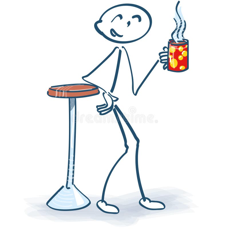 Stick Figure at the Coffee Break Stock Vector - Illustration of ...