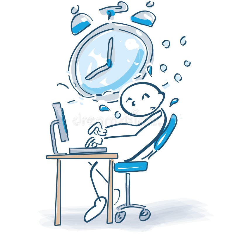 Stick Figure at a Computer and Time Pressure Stock Vector ...